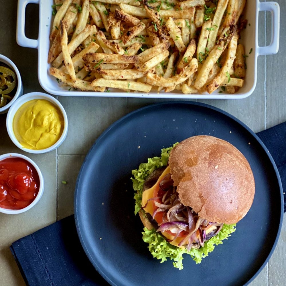 Burgers with Roasted Onions and Provencal Potatoes – Instant Pot