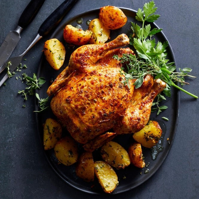 Cajun-Style Roasted Chicken with Garlic-Herb Potatoes – Instant Pot