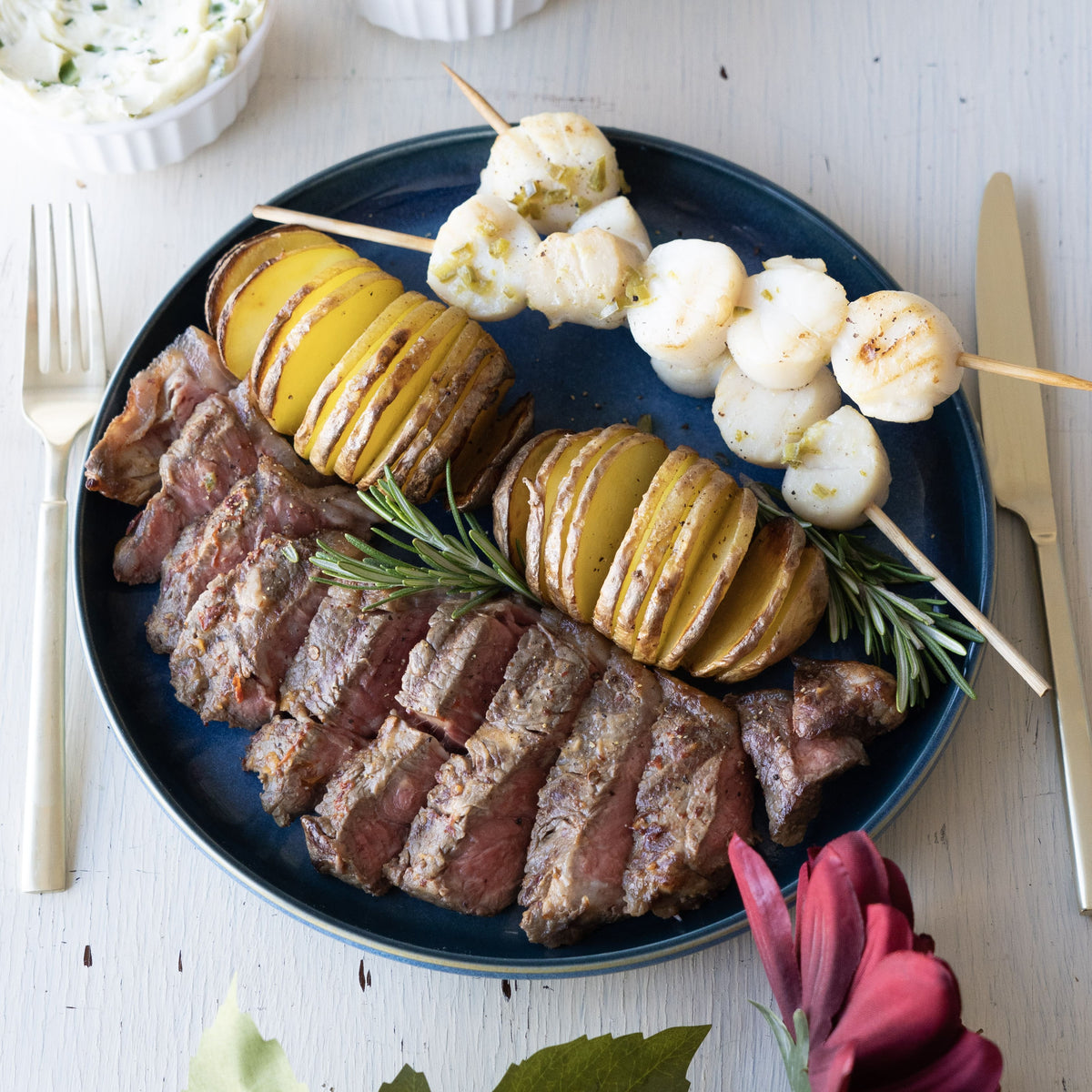 Grilled Steak and Scallops with Compound Butters – Instant Pot