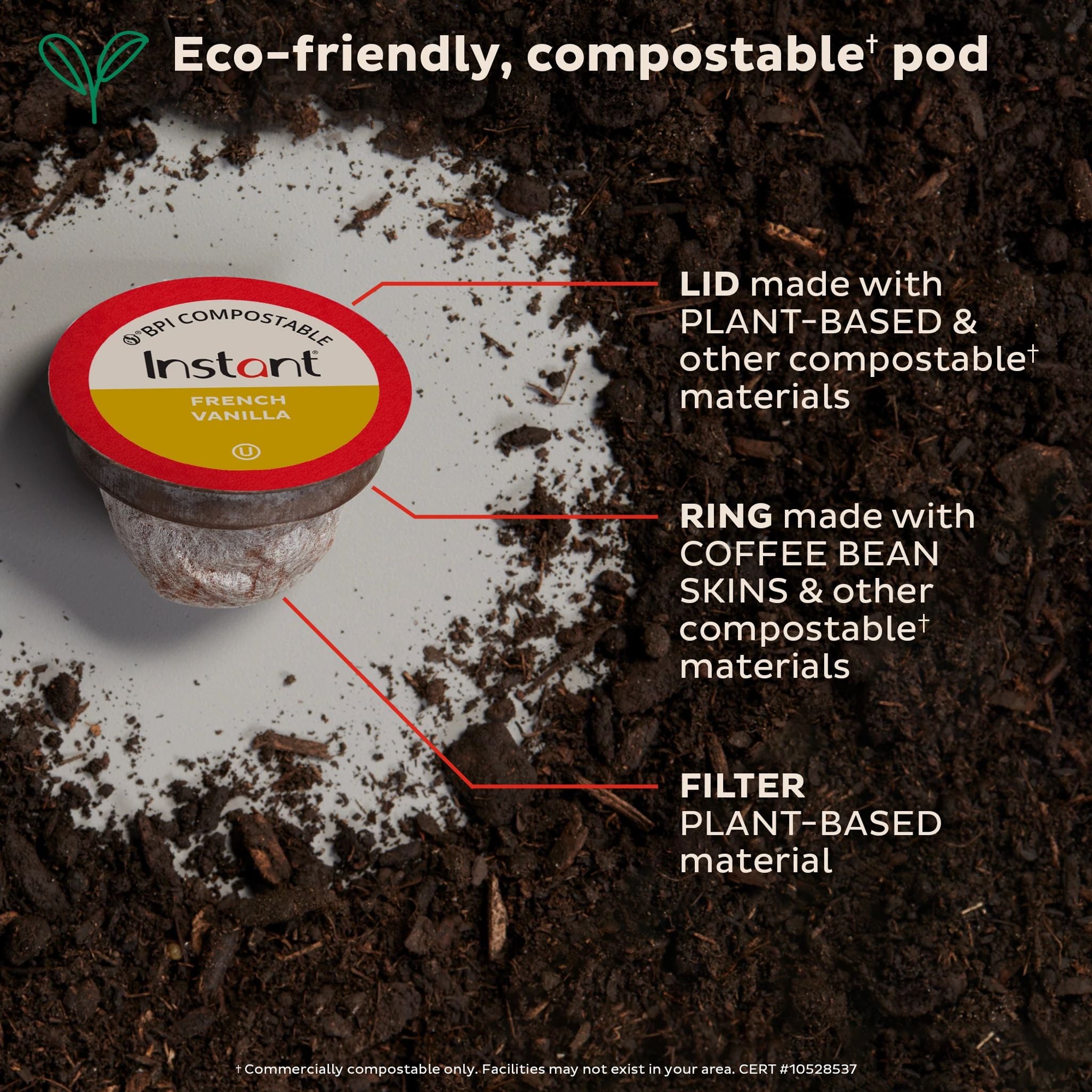Instant Pot® Compostable Coffee Pods, French Vanilla, Light Roast, 30